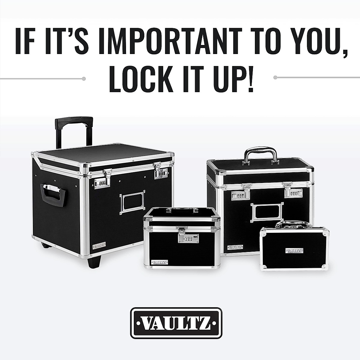 Vaultz Combination Lock Box - Pack of 1 - 10 x 7.25 x 7.75 Inch Standard Safe with Key and Combo Lock for Important Documents, Medicine & Money - BLACK