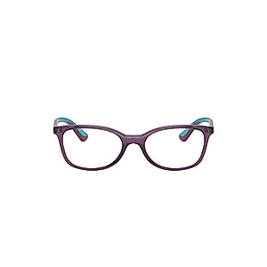 Ray-Ban Junior Kids' RY1586 Square Prescription Eyeglass Frames, Transparent Violet/Demo Lens, 49 mm