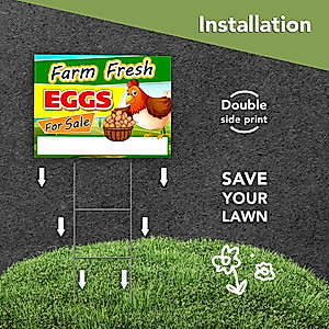 Fresh Eggs for Sale Sign - 18 x 24 Double Sided Coroplast Large Eggs for Sale Sign - Farm Fresh/We Sell Eggs Sign Outdoor Yard