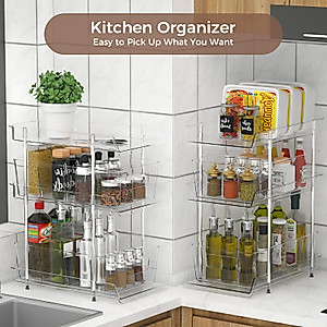 3 Tier Clear Bathroom Organizers, Pull Out Organizers and Storage, Slide Out Acrylic Drawer Organizer with 6 Dividers, Multi-Purpose Bathroom Organizer, Under Sink Organizer, Medicine Cabniet Bins