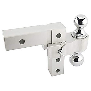 NovelBee Aluminum Adjustable Trailer Hitch Receiver with 2" and 2-5/16" Dual Ball Mount Fit 2" Receiver