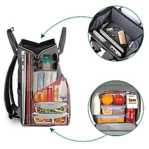 MATEIN Travel Backpack for Men, 17 Inch Laptop Backpack with USB Charging Port for Women, Insulated Lunch Backpack Cooler Lunch Box Leakproof Computer Fashion Backpack for College Nurse Teacher Picnic