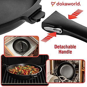 dokaworld Frying Pan Nonstick 11 inch - Big Frying Pan - Induction Frying Pan Detachable Handle - Large Nonstick Fry Pan - Large Skillet Fry Pan - Nonstick Pan - Aluminum Stir Fry Pan