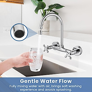 Airuida Wall Mount Bathtub Faucet Chrome Polish with Handheld Shower Chrome Polish Wall Mount Kitchen Sink Faucet 8 Inch Center