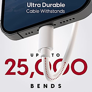 TALK WORKS USB C to Lightning Cable iPhone Charger 3ft Short Heavy Duty Cord - Fast Charging Power Delivery PD MFI Certified for Apple iPhone 13, 12, 11, XR, XS, X, 8, 7, 6, 5, SE, iPad - White