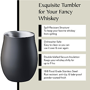 Sipworks Whiskey Tumbler - 8 oz Stainless Steel Tumbler with Double Walled Vacuum Insulation - Dishwasher Safe, Spill Resistant, Insulated Whiskey Tumbler for Travel & Parties - Mahogany