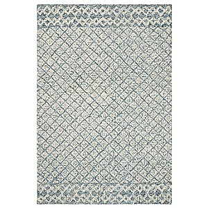 SAFAVIEH Abstract Collection Accent Rug - 4' x 6', Blue & Ivory, Handmade Wool, Ideal for High Traffic Areas in Entryway, Living Room, Bedroom (ABT203A)