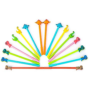 RECHENG Cute dinosaur black ink pens,Cartoon fun kawaii writing gel pens for kids office school supplies,16pcs Set (cute dinosaur)