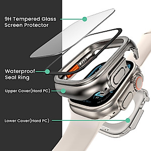 [2 in 1] Goton Waterproof Case for Apple Watch Series 10 9 8 7 SE2 SE 6 5 4 Ultra 2 Ultra 46mm 42mm 45mm 44mm 41mm 40mm 49mm, 360° Hard PC Bumper with Screen Protector for iWatch Cover Accessories