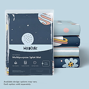 WildCubz 51" Heavy Duty Baby Splat Mat for Under High Chair | Includes Wet Bag | Premium Washable Toddler Mat | Baby Led Weaning | High Chair Mat for Floor | Craft Mat | Splash Mat (Space)