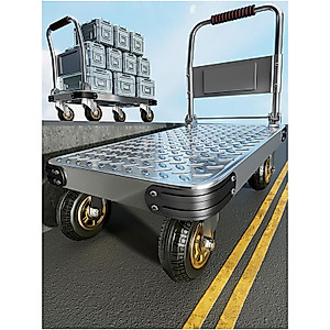 Generic Heavy Duty Hand Truck Foldable Hand Truck Flatbed Trolley Thicken Steel Material Dolly Cart for Warehouse Use,Can Hold 1300 Lbs (Black)