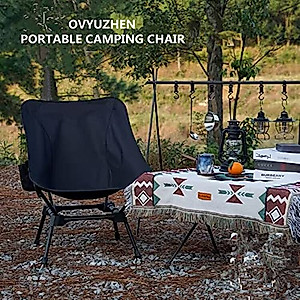 Ovyuzhen Portable Camping Chair, Folding Chair Supports 330lbs with Side Pockets Lightweight Heavy Duty for Outdoor Fishing Picnic Beach Hiking Backpacking Travel