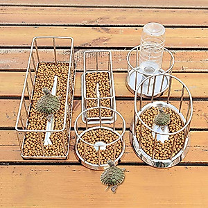 La La Pet® Stainless Steel Reptile Turtle Food Water Dispenser Feeder Food Bowl Feeding Dish for Lizard Tortoise Chameleon Round M