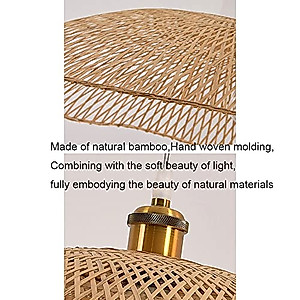 PARREN Bamboo Basket Pendant Lights, Japanese Style Lamp Shade Rattan Cage Beige Wicker Woven Ceiling Hanging Lamps Boho Natural Bamboo Dining Room Lighting Fixture for Kitchen Island Bedroom Living R