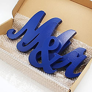 YEHLIABO Wooden Mr and Mrs Letter, Classical Mr. & Mrs Wedding Sign for Wedding Table, Large Wooden Letters for Sweetheart Table, Photo Props Wedding Decorations for Anniversary (Dark Blue, Large)