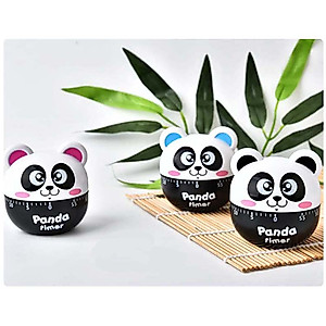 Mini Size Cartoon Panda Machinery Timer 60 Minutes Mechanical Kitchen Cooking Timers Clock Loud Alarm Counters Manual Timer Kitchen Utensil (Black)