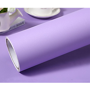 Yija Solid Color Frosted Waterproof Wallpaper Shelf Drawer Liner Self-Adhesive Cabinet Sticker 15.6 Inch by 98 Inch (Light Purple)