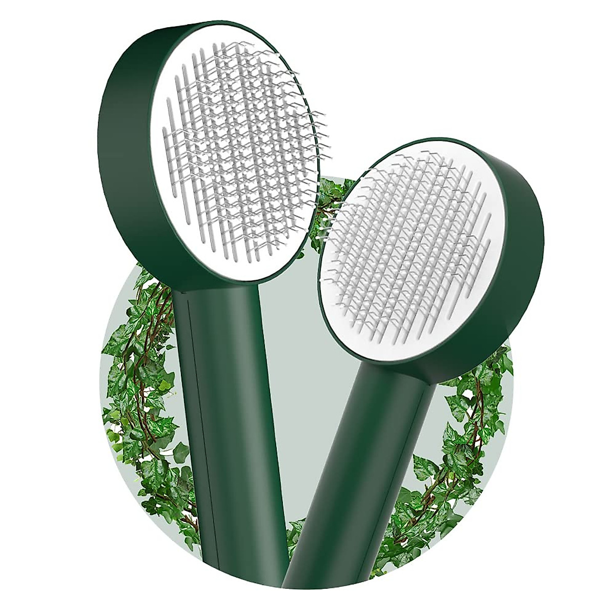 Awpland Dog Brush for Long Haired Dogs, Green Deshedding Dog Slicker Brush with Release Button, Dog Grooming Brush for Gently Shedding and Detangling Hair