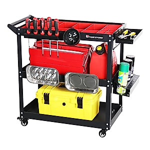 TANKSTORM Service Tool Cart 3-Tire Rolling, Industrial Commercial Service Cart-180 Lbs Capacity, No Drawer Included(TQ112)