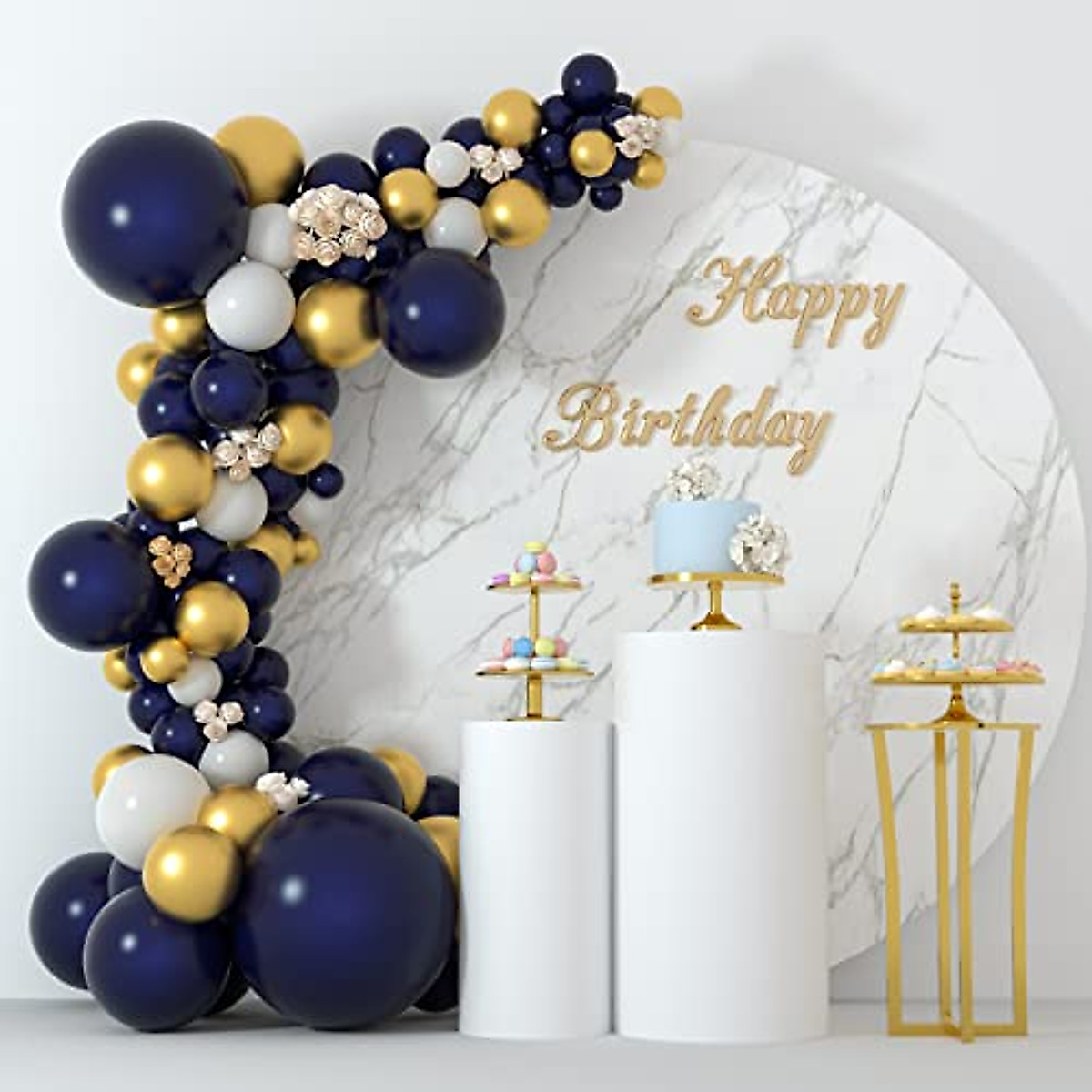TUPARKA 102 Pcs Navy Blue Balloons Garland Arch Kit Matte Navy Blue Balloon Different Sizes 5 10 12 18 Inch Dark Blue Party Balloons for Birthday Bride Baby Shower Wedding Party Decorations