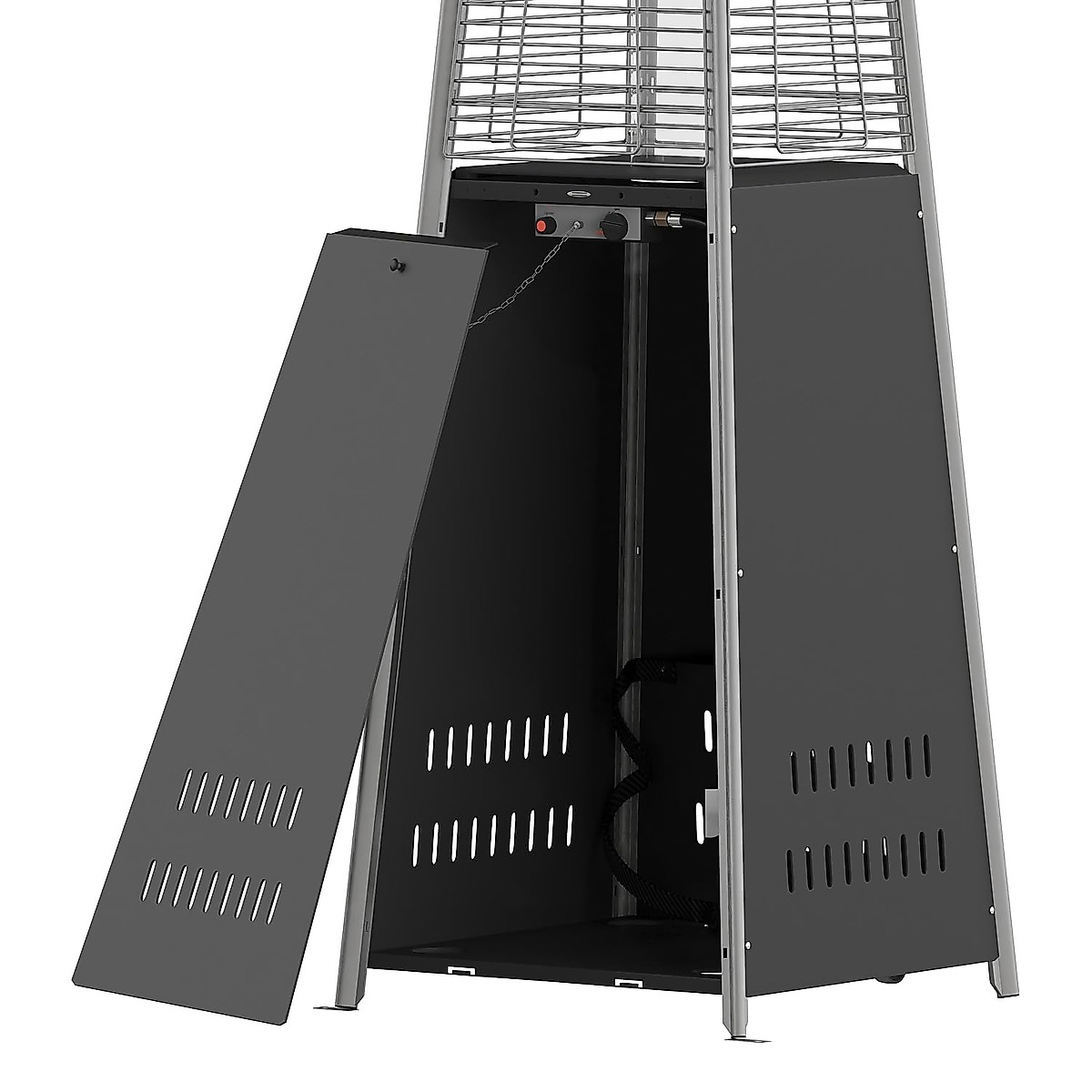 Flash Furniture Outdoor Patio Heater with Wheels - Black - 42,000 BTU - 7.5 Feet Tall - Stainless Steel - For Residential and Commercial Use