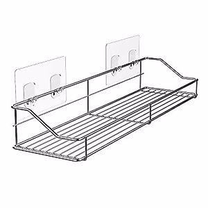 Orimade Bathroom Shelf Organizer Shower Caddy Storage Kitchen Rack with Traceless Transparent Adhesive No Drilling SUS304 Stainless Steel, 15 inch