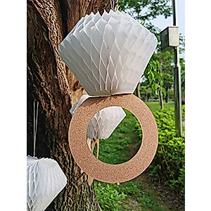 Engagement Party Decorations, Bridal Shower Supplies, Honeycomb Ring Hanging Decorations, Rose Gold Glitter Diamond Rings (6pcs), Engaged Diamond Rings Decorations for Engagement