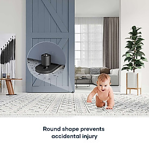 EaseLife Sliding Barn Door Bottom Floor Guide,Ball Bearings Adjustable Stay Roller,Wall Mount System,Flush Flat Bottom Design,2 Assemble Setup Options,Fit All Size Door,Black