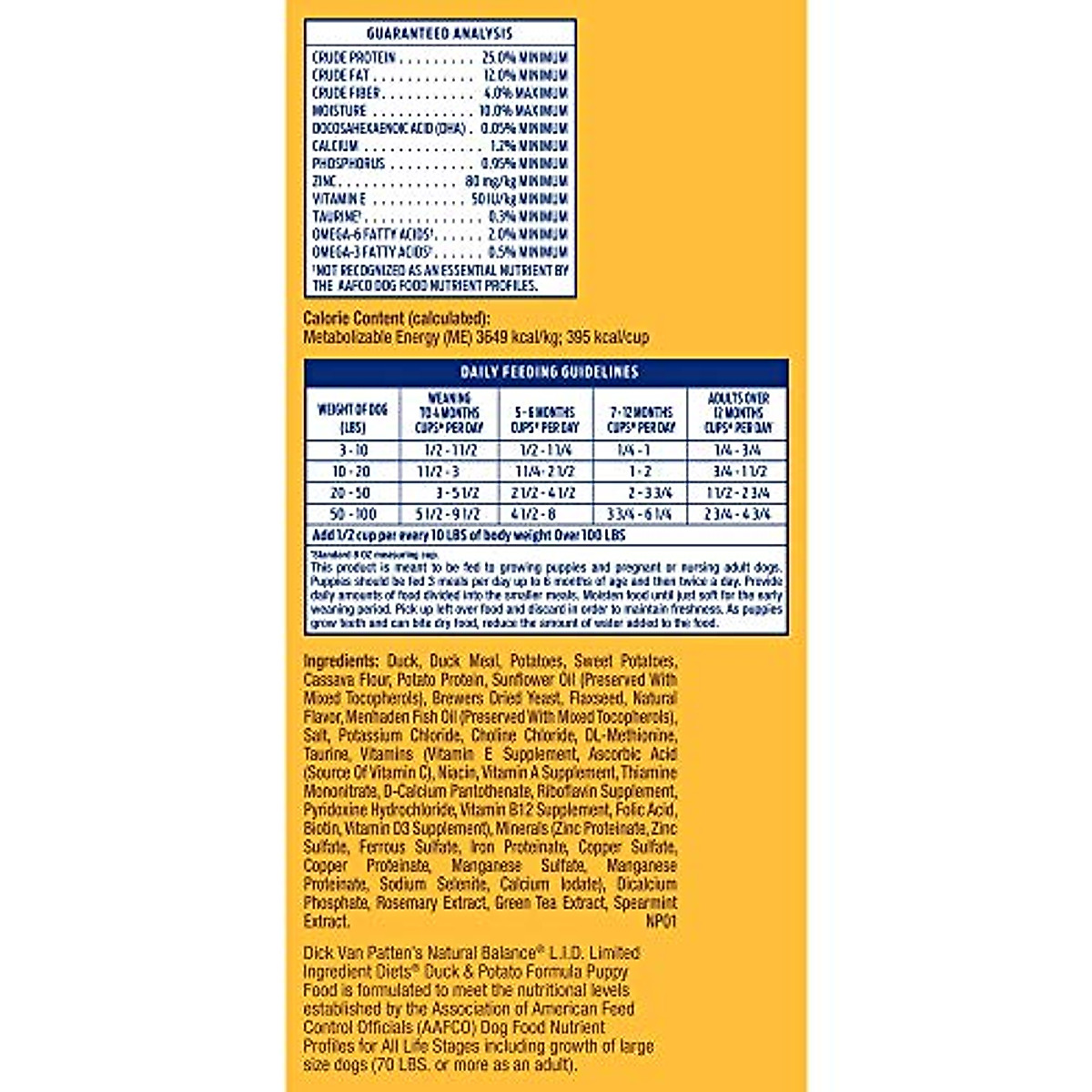 Natural Balance Limited Ingredient Diet Duck & Potato | Puppy Formula Grain-Free Dry Dog Food | 24-lb. Bag