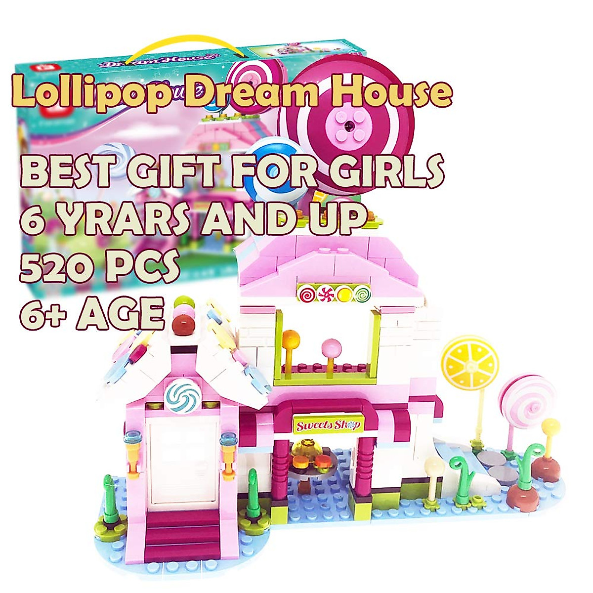 JIMUJIA Princess Castle Girls Building Blocks Toys 541 Pieces Multi Shaped Pink Castle Hot Air Balloon Toys for Girls Construction Bricks Christmas Birthday Gift for Kids Age 6-12 and Up (520 Pieces)