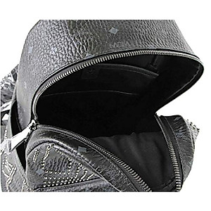 MCM Unisex Black Coated Canvas Studded Medium Backpack MMK8AVE55BK001
