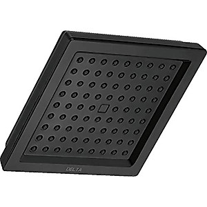 Delta Faucet Single-Spray Matte Black Shower Head, Shower Head Black Square Shower Head, Black Showerhead, Matte Black RP62283BL