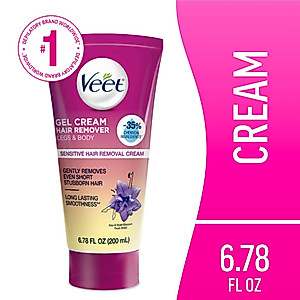 Veet Sensitive Skin Formula with Aloe Vera and Vitamin E, Dermatologically Tested Hair Removal Gel Cream 6.76 Fl Oz. for Legs & Body (6 Pack)
