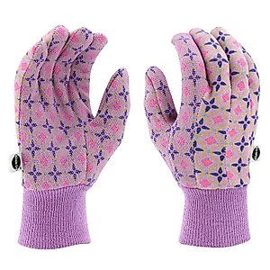 Miracle-Gro Women's Printed Jersey Dotted Palm Garden Work Gloves, Light Weight Shell, Elastic Knit Wrist, Excellent Grip, Pink/Purple, Medium, (MG65757/WML)