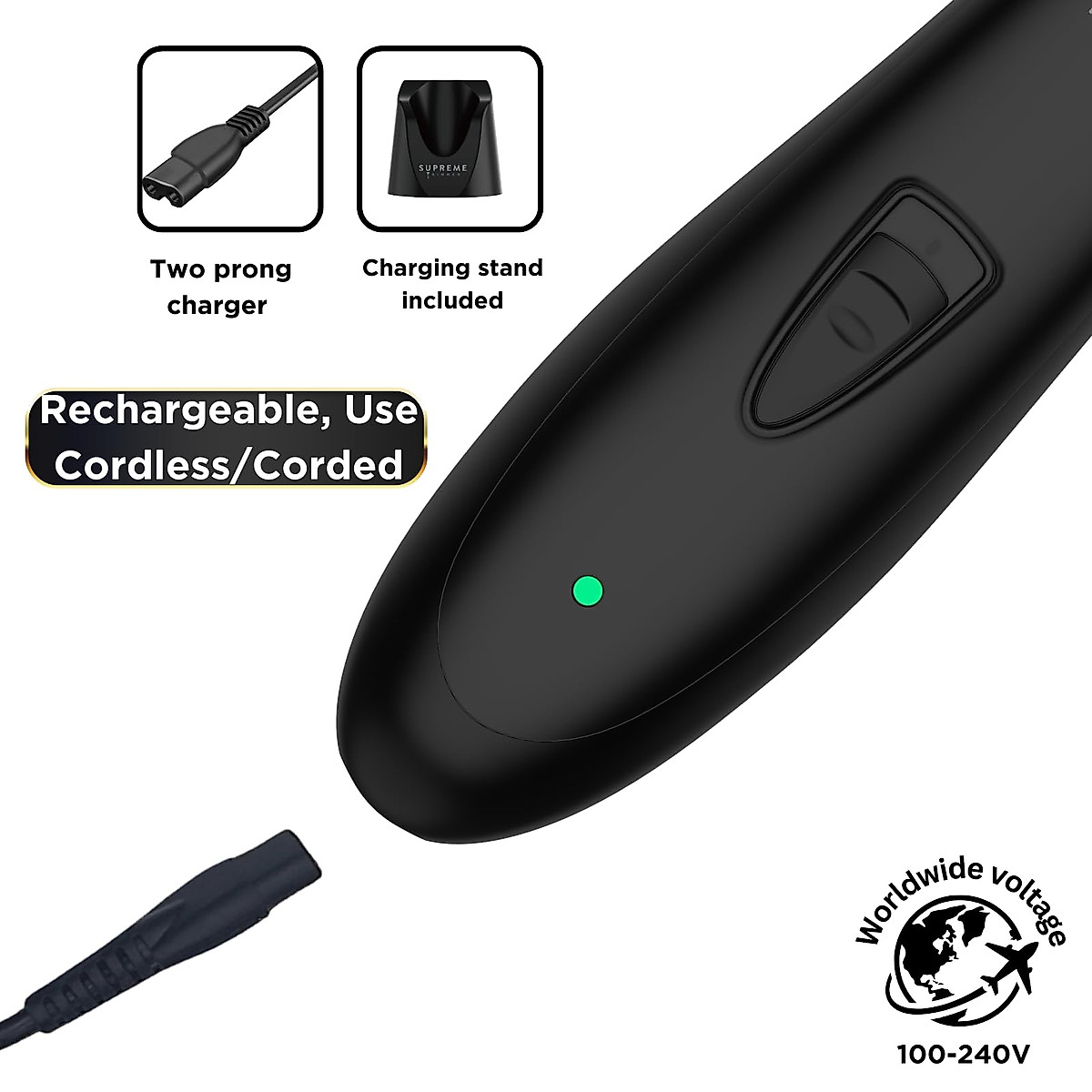 Hair Trimmer by Supreme Trimmer ST5220 Precision Beard Trimmer for Men Professional Barber Liner Cordless Hair Clippers – Black T-Shaper Li (Extra Blade Included)