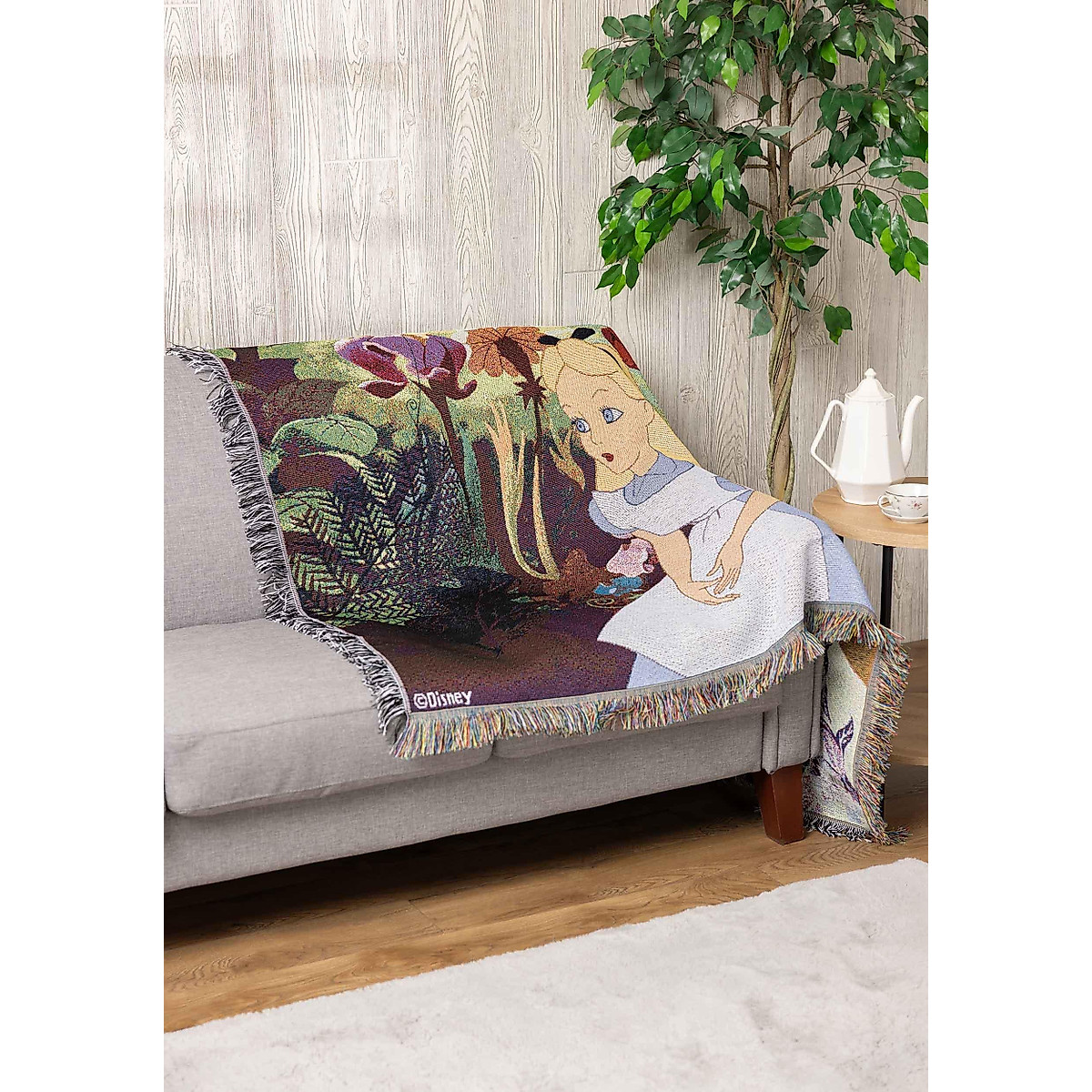 Disney Alice in Wonderland, "Alice in the Garden" Woven Tapestry Throw Blanket, 48" x 60"