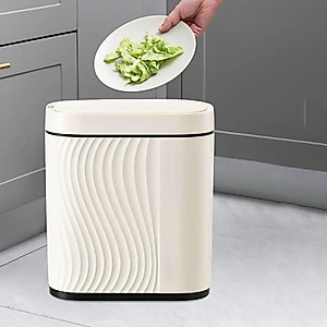 MagiDeal Smart Induction Trash Bin Intelligent Trash Bin 2.1 Gallon Sealed Lid Automatic Touchless Motion Garbage Can for Toilet Hotel, Beige, 26.5cmx29.5cmx14cm