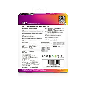 Armor A30 SP020TBPHDA30S3K B00KOB30TS Silicone Power Portable Hard Drive 2TB 2.5 Inch USB 3.0/2.0 Compatible, Shockproof, PS4