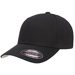 Flexfit Cotton Twill Fitted Cap, Black, Small/Medium