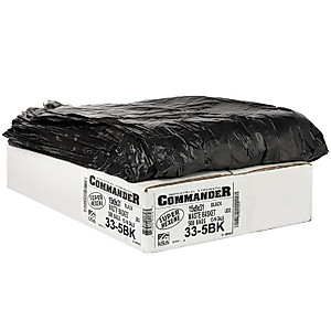Commander 12-16 Gallon 0.4 MIL Black Heavy Duty Garbage Bags - 24" x 31" - Pack of 500 - for Contractor, Janitorial, Industrial, & Commercial