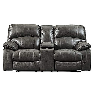Signature Design by Ashley Dunwell Adjustable Power Reclining Loveseat with USB Charging, Gray