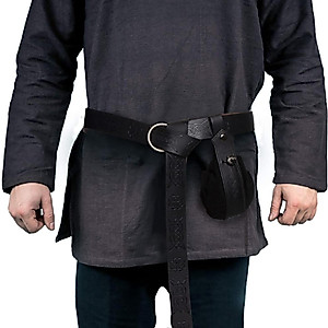 Belt Pouch Waist Bag Fanny Pack Medieval Vintage Leather Pouch Cellphone Holder Holster Carry Belt Purse Pocket Casual Hiking Festival Renaissance Faire Costume Props Travel Wallet (1-Small Black)