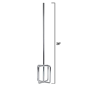QEP 61205 24 in. Professional Chrome-Plated Steel Thinset and Grout Mixing Paddle for Corded Drills