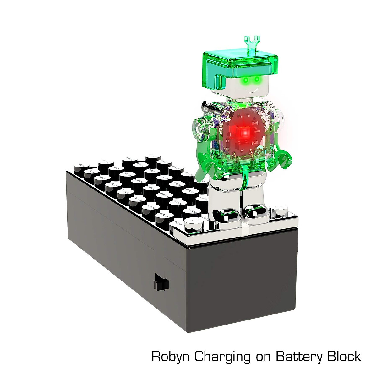 E-Blox Lumen Power Figure Robyn, LED Glowing Light Up Figure, Glows Green & Red When Connected to Metal Contact Point, Building Blox STEM Toy for Kids, Birthday Gift, Boys, Girls, 6+
