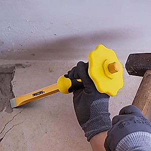 Firecore FS305F Masonry Chisel with Hand Guard, 12 inches Heavy Duty Flat Chisel with Hand Protection, Concrete Mortar Stone Breaker Chisel for Demolishing Carving Splitting Breaking Cutting