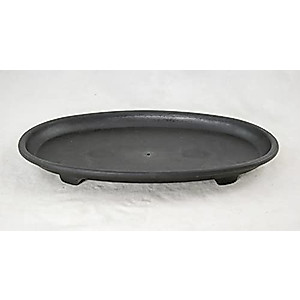 Calibonsai 9'' Oval Heavy Duty Black Plastic Bonsai Training Pot, Cactus & Succulent Planter + Tray + Rock + Mesh Combo