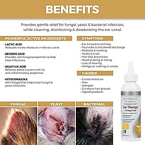 Veterinary Formula Clinical Care Ear Therapy, 4 oz. – Cat and Dog Ear Cleaner to Help Soothe Itchiness and Cleans The Ear Canal from Debris and Buildup That May Cause Infection