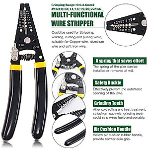 Keadic Solar Crimping Tools, Wire Stripper, 5 Pairs of Male/Female Solar Panel Cable Connectors, 2pcs Solar Connector Spanner Tool Kit for 2.5/4.0/6.0mm² MC3 MC4 Solar Panel PV Cable