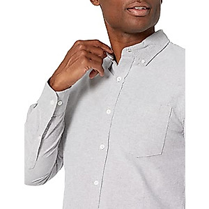 Amazon Essentials Slim-Fit Dress Shirts for Men - Long-Sleeve, Pocket, Button-Down Oxford Shirt, Grey, X-Large