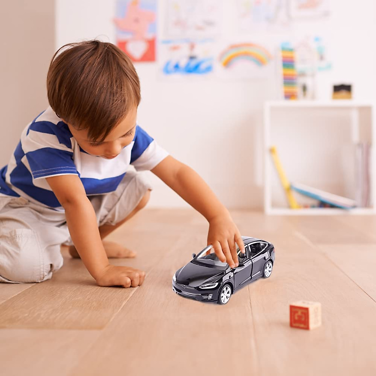 Model X Diecast Car Toy, 1:32 Scale Zinc Alloy Model X Model Car Pull Back Vehicles Door Opening with Light, Mini Model X Toy Car Collectible Model X90 Car Toy for Toddler Boys Girls